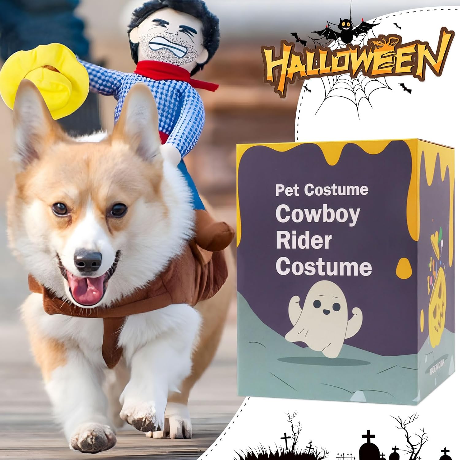 NACOCO Cowboy Rider Dog Costume for Dogs Clothes Knight Style with Do ...